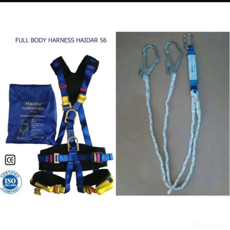 Jual 1 Set Full Body Harness Haidar Pn56 Dan Lanyard Double Hook Absorber Di Seller Berkah Mulia ...