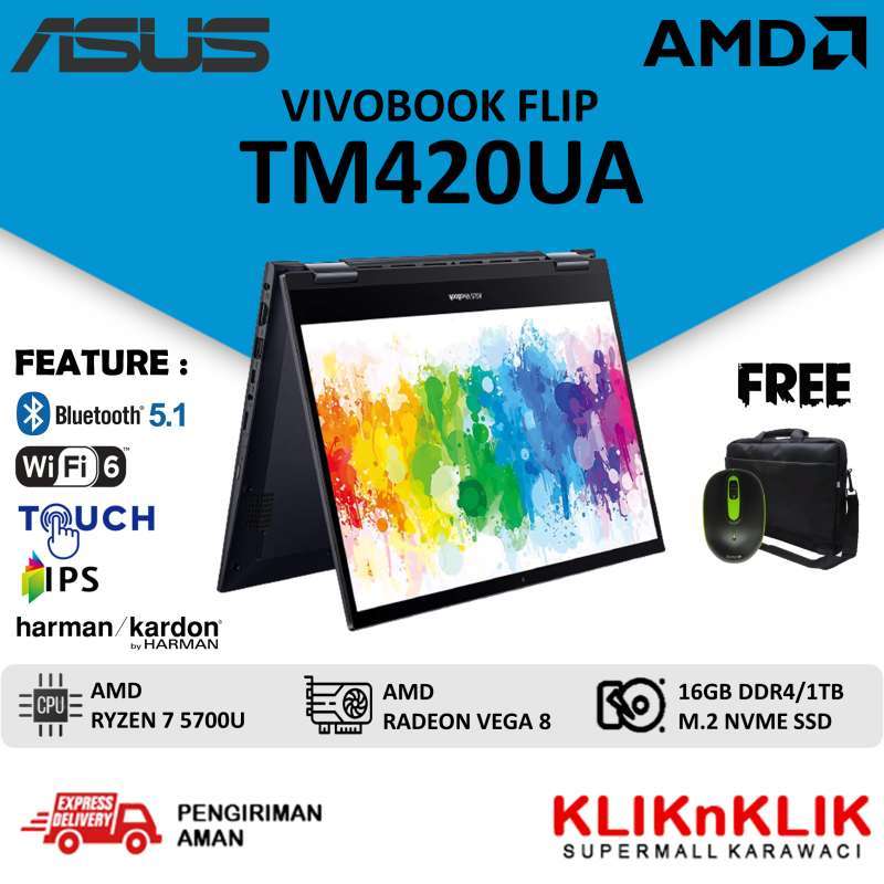 Jual Laptop Touchscreen Asus Vivobook Flip 14 Tm420ua Ryzen 7 5700u ...