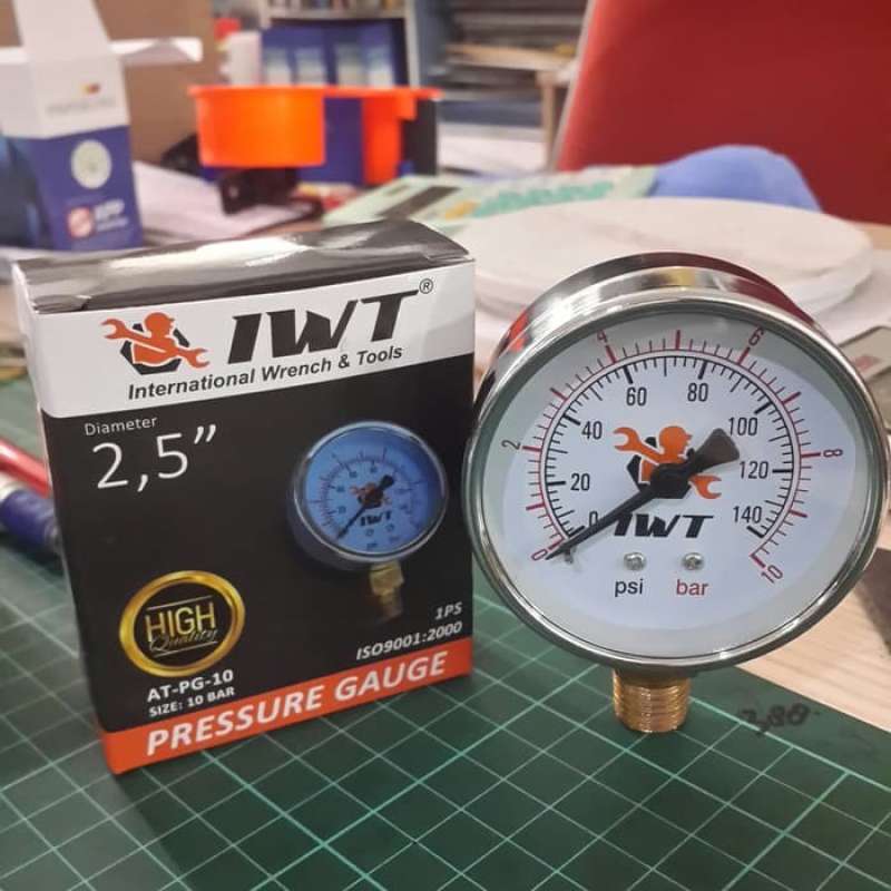Promo Pressure Gauge Compressor 10 Bar IWT Diskon 23% di Seller Berkah ...