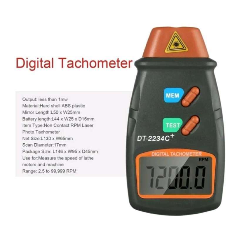 Promo Tachometer Digital Laser Alat ukur RPM test Meter putaran DT2234 ...