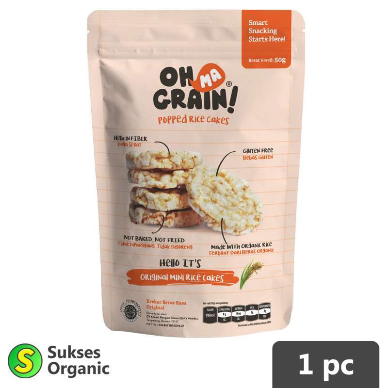Jual Original Popped Rice Crackers Oh Ma Grain! Snack Sehat Gluten Free ...