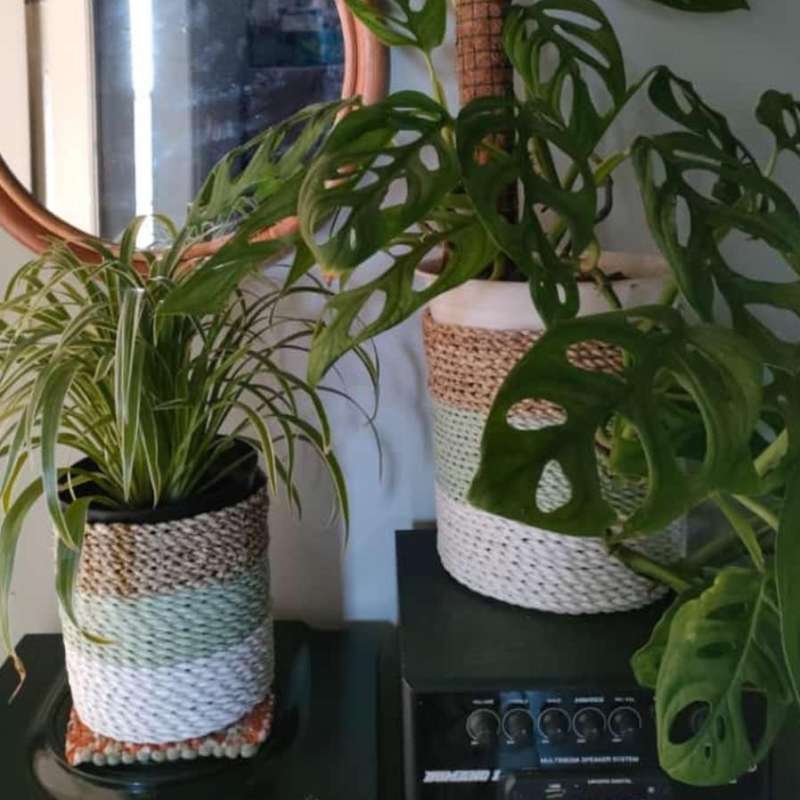 Jual Keranjang Anyaman Seagrass Pandan / Cover Pot Tanaman Meja / Vas ...