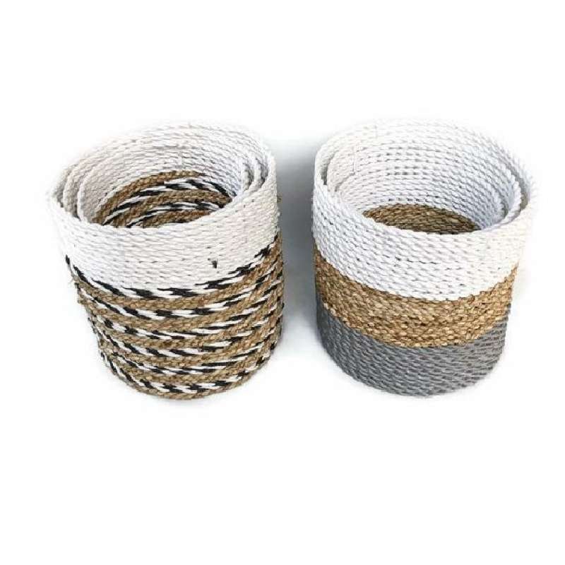 Jual Keranjang Anyaman Seagrass Pandan / Cover Pot Tanaman Meja / Vas ...