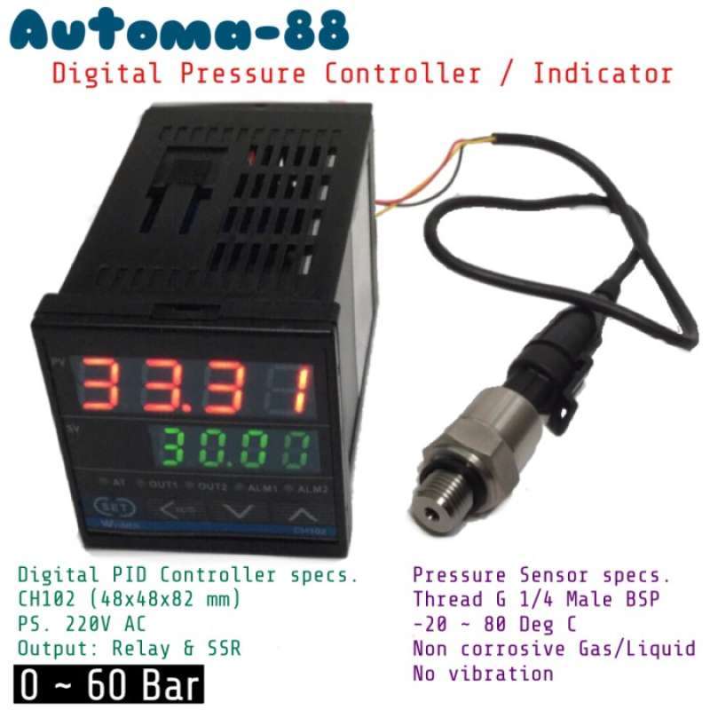 Promo DIGITAL PRESSURE CONTROLLER DISPLAY INDICATOR 0-60BAR 60 BAR OUT ...