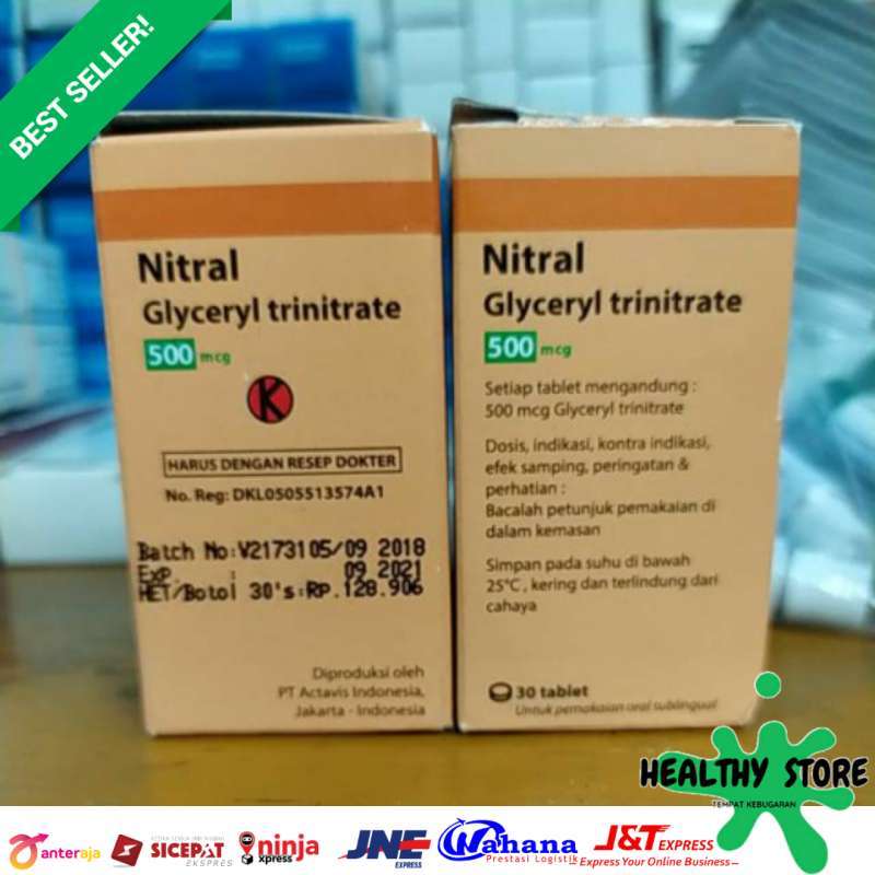 Jual NITRAL 500 MG TABLET GLYCERYLTRINITRATE 500MG PER BOTOL ISI 30 ...