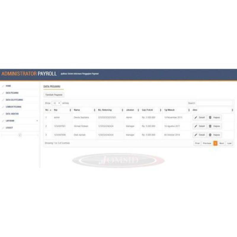 Jual Source Code Aplikasi Sistem Informasi Penggajian Pegawai Payroll Berbasis Php & Mysql Di ...