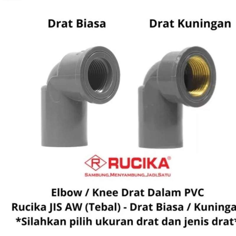Jual Sambungan Pipa PVC Rucika Knee Drat Dalam KDD Kuningan 1/2 x 3/4 inch - 1/2x3/4 Kuning di ...