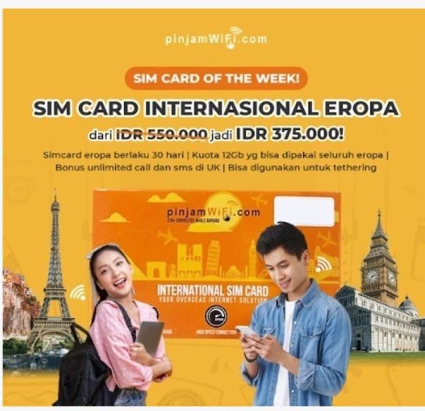Jual Sim Card Eropa 12 GB for 30 Days | Travel Sim Card Europe di Seller PINJAM WIFI Official ...