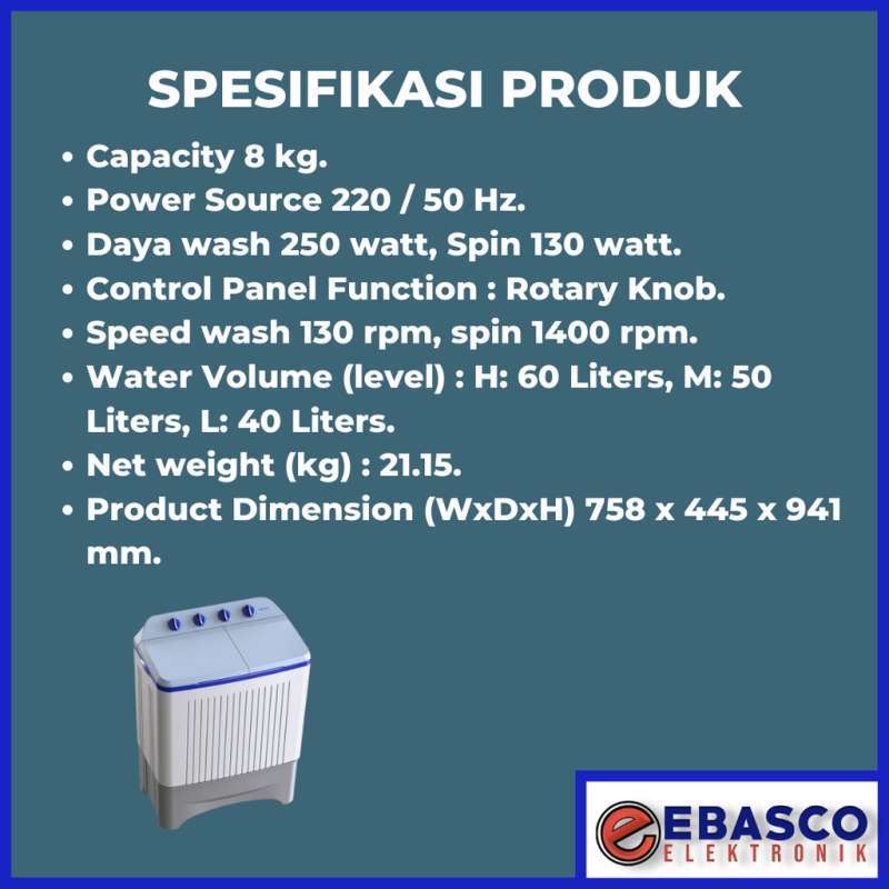 Jual Polytron Pwm 8073 Mesin Cuci 2 Tabung Mesin Cuci Kapasitas 8kg Di ...