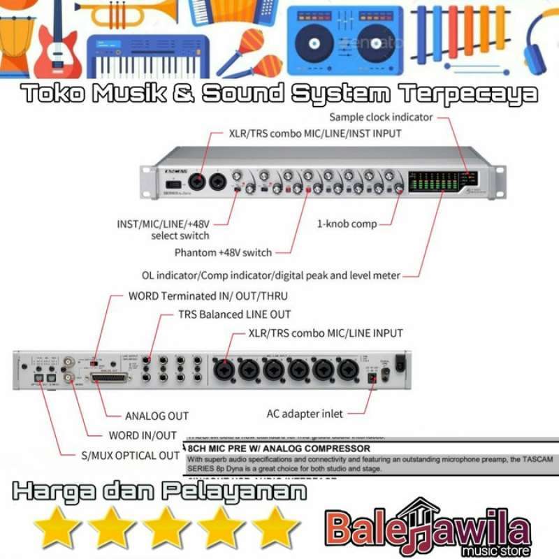 Promo Mic Preamp Tascam Series 8P Dyna 8ch ORIGINAL TASCAM SERIES 8p ...