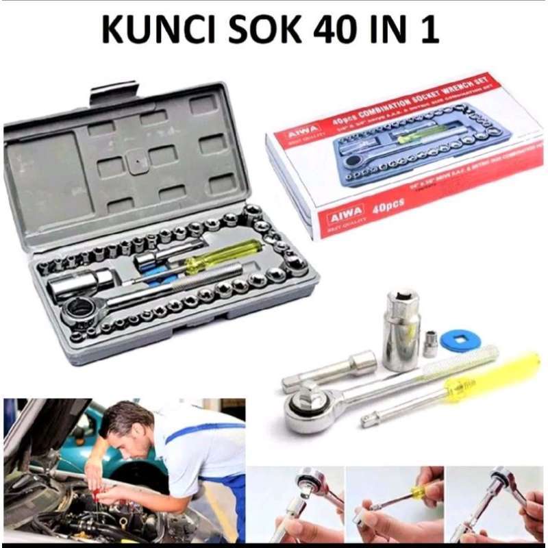 Promo Kunci Sok Set 40 Pcs Multipurpose Kombinasi Shock Socket Wrench ...