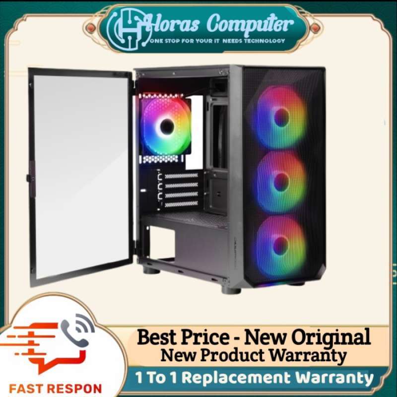 Promo Tecware Forge M Omni ARGB Mesh Mid Tower Micro ATX Case TG Black ...