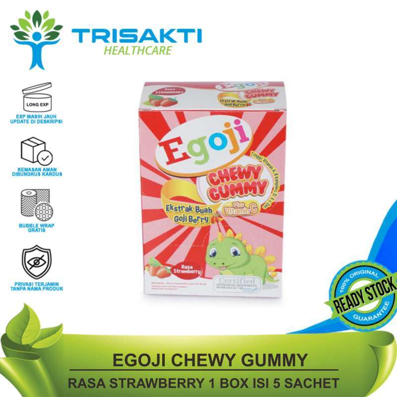 Jual Egoji Chewy Gummy Rasa Strawberry 1 box isi 5 sachet di Seller ...