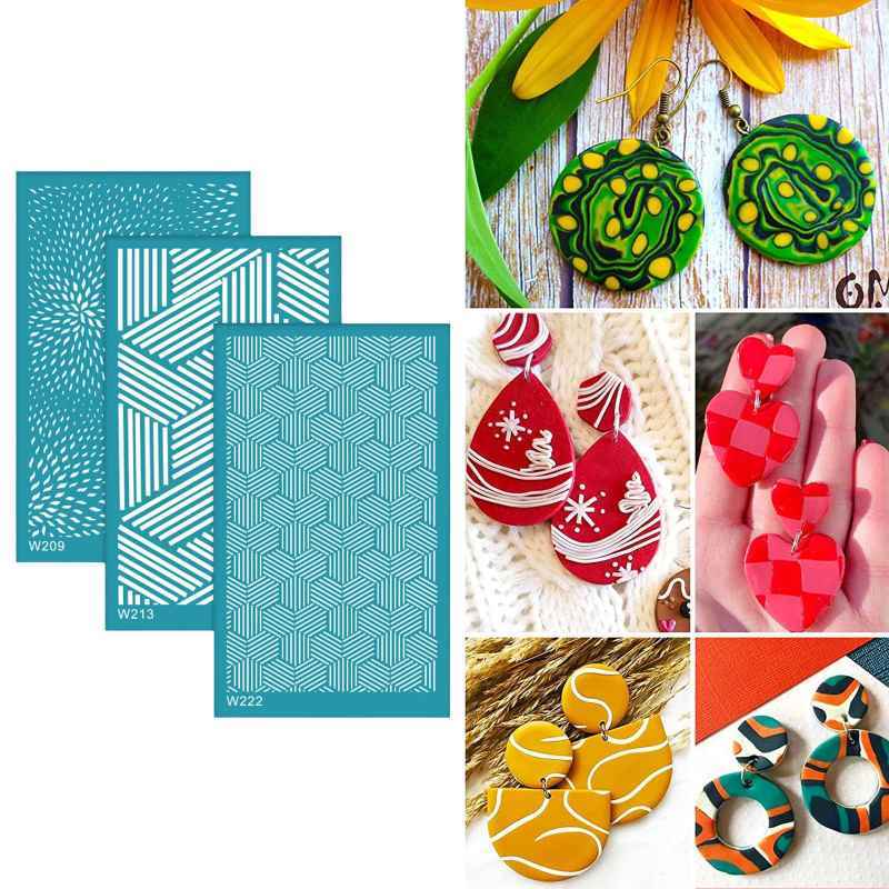 Jual 3x Silk Screen For Polymer Clay Stencil Reusable Silkscreen Print ...