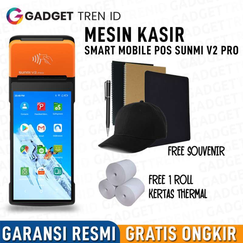 Jual Mesin Kasir Android Portable SUNMI V2 Pro 4G + WIFI NFC RAM 2GB ROM 16GB PRINTER LABEL Bisa ...