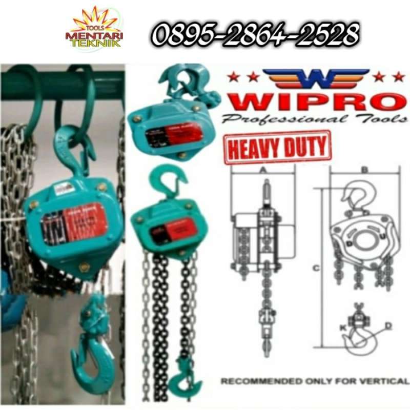 Promo Chain Block 2 Ton x 3 Meter Wipro / Takel Manual 2 Ton Diskon 23% ...