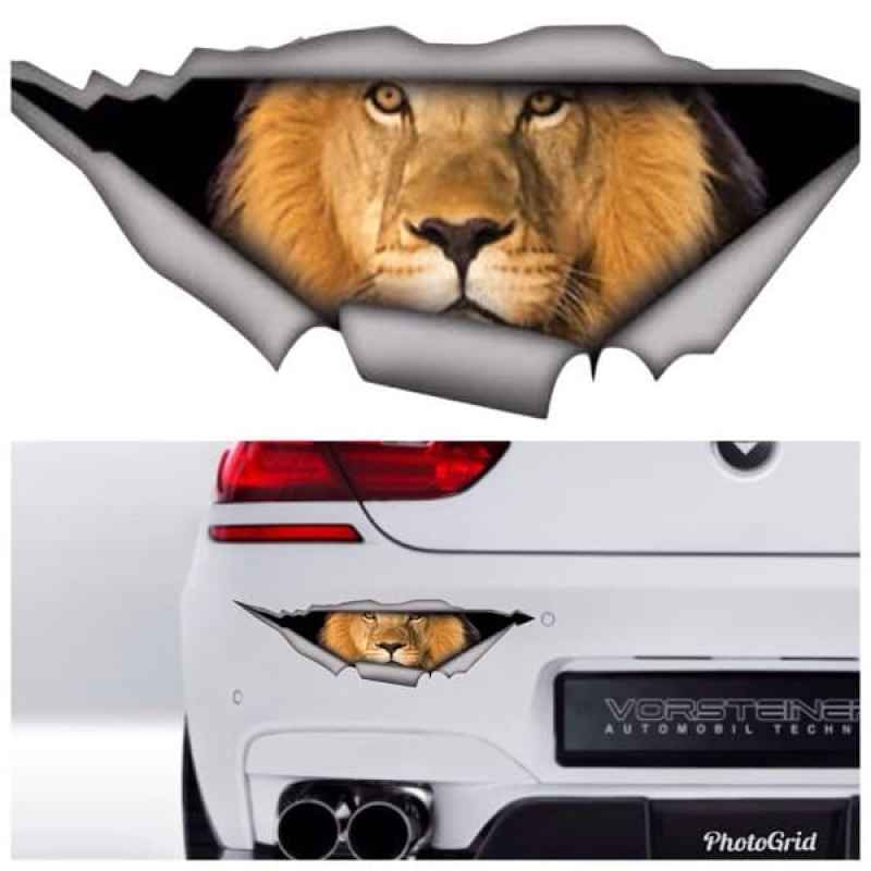 Jual Stiker Mobil Unik Lucu Printing Sticker Lion Peeking Di Seller ...