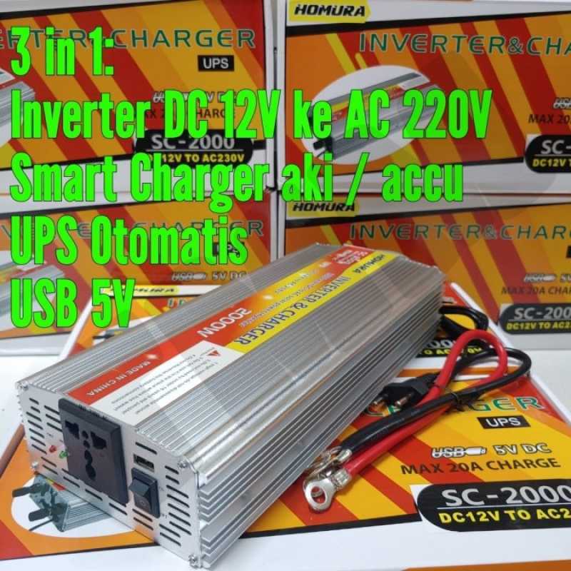 Promo Inverter 2000 watt plus charger 12VDC 10A UPS 12 VDC to 220 VAC ...