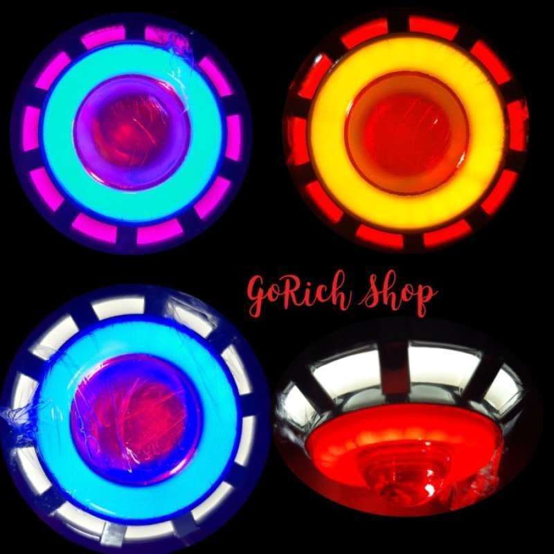 Promo LED PROJIE DOUBLE ANGEL EYES WITH DEMON 3 MODE HI/LOW/STROBO 2.5 ...