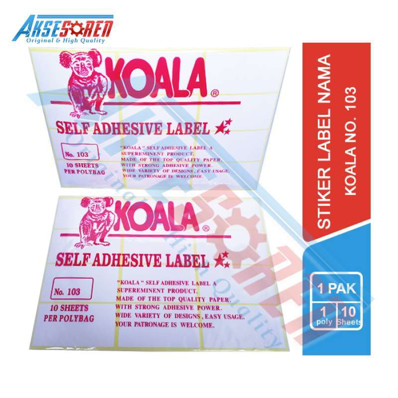 Jual Stiker Label Nama Koala [No.103/10 Lembar] / Tempelan Lebel Buku ...