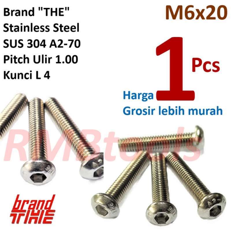 Jual Baut Button L M6 X 20 Mm Stainless Steel Sus 304 A2-70 / Baut L M6 Di Seller Rmbtools ...
