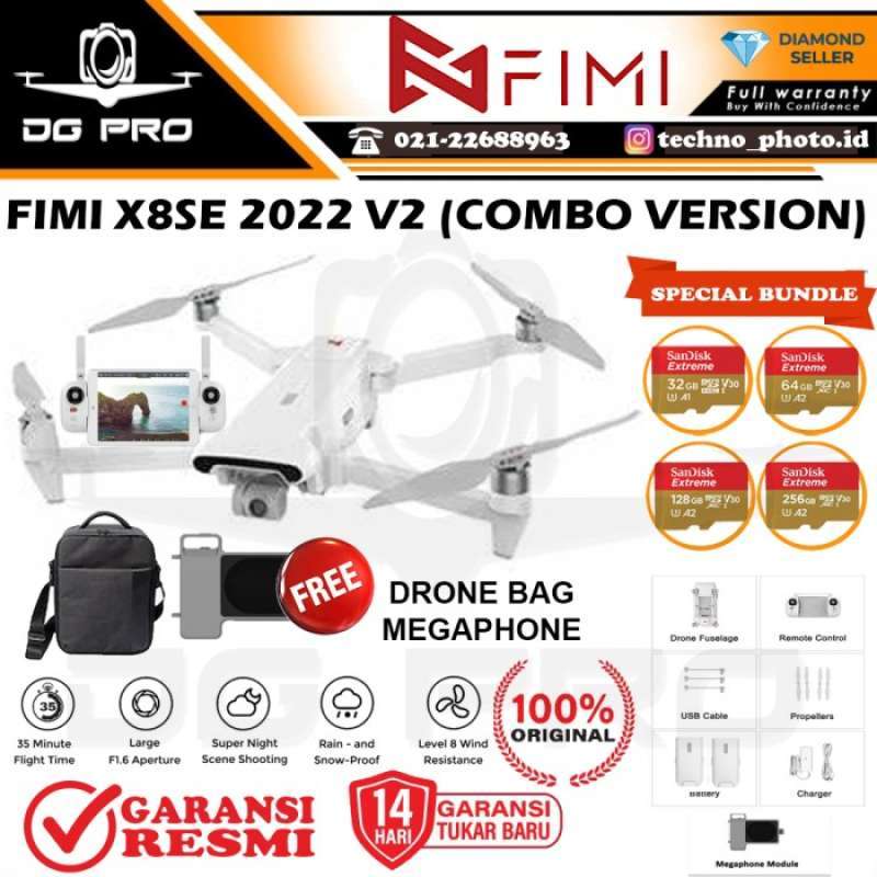 Jual Drone FIMI X8SE 2022 V2 COMBO GPS 10KM 4k 48MP 3-Axis Gimbal ...