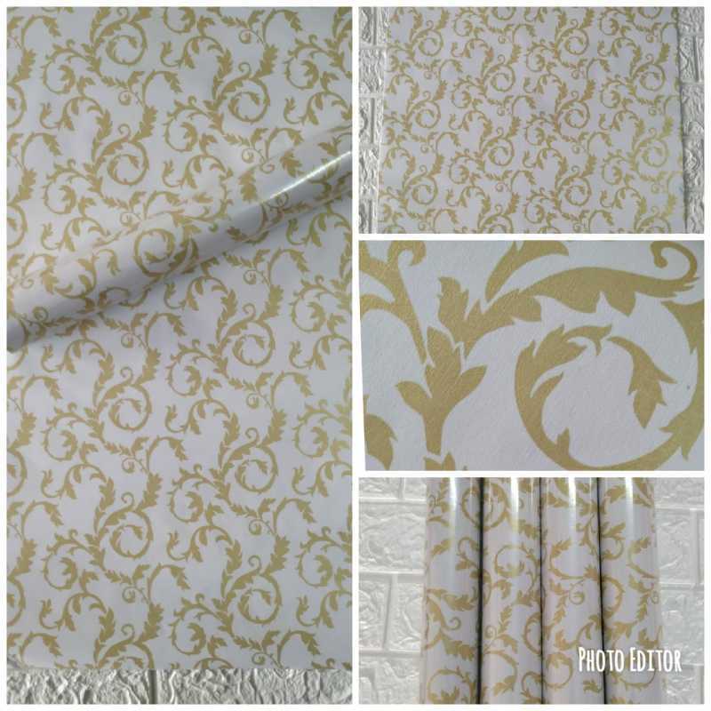 Jual Wallpaper Sticker Dinding Batik Ulir Kuning Gold 10 M X 45 Cm Di