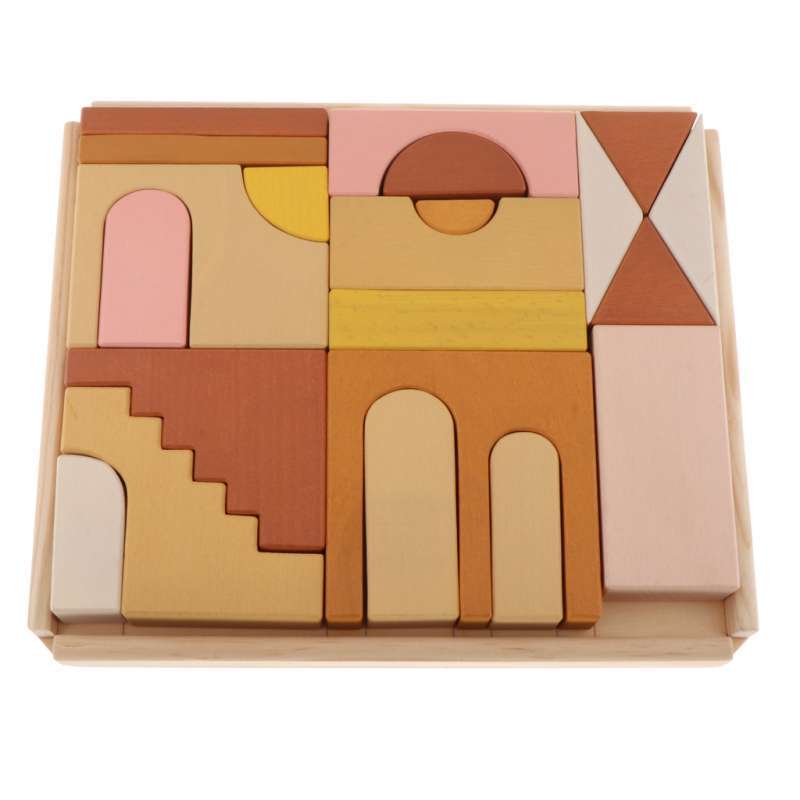 Promo Wood Kids Toddles Building Blocks Construction Games Wooden Block ...