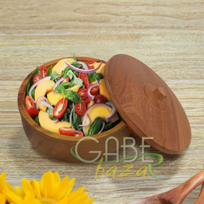 Promo Wadah Mangkok Kayu Tempat Salad Unik Diskon 2% di Seller Toko ...