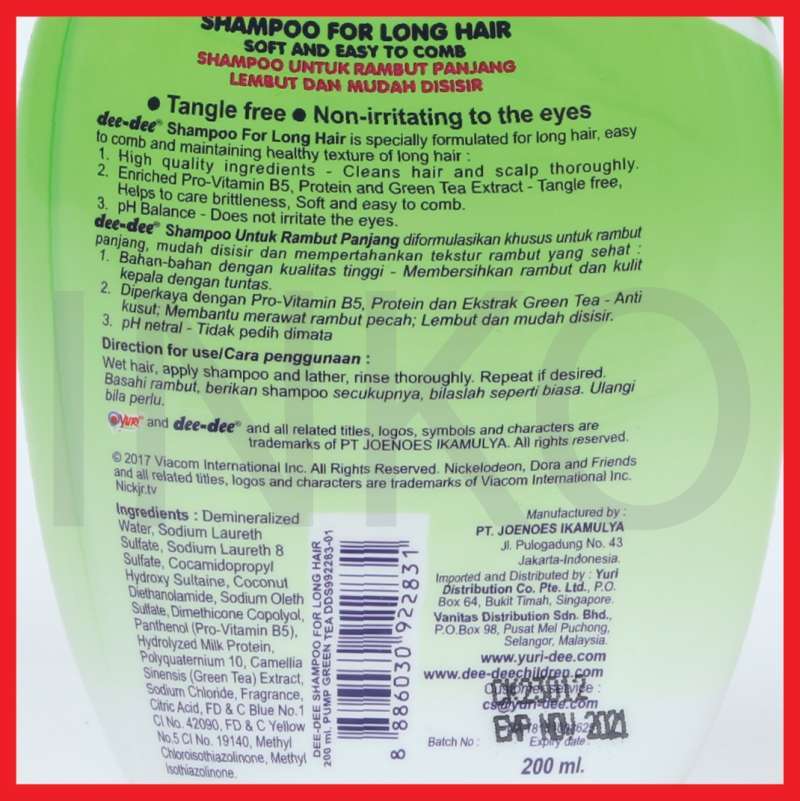 Jual Dee Dee Shampoo For Long Hair Green Tea Soft Easy To Comb Pump ...