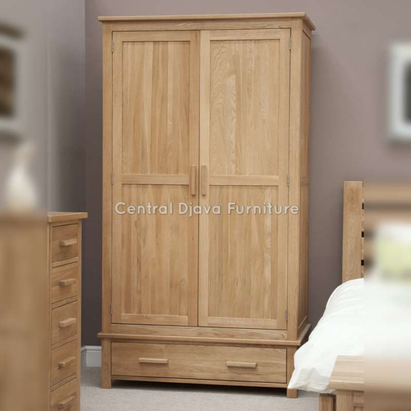 Jual Lemari Pakaian 2 Pintu & Laci Almari Kayu Jati Furniture Jepara ...