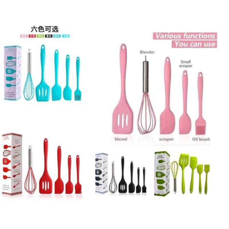 Promo Baking Props 5 Pcs Kocokan Telur, Spatula 3 Pcs, Kuas Kue Silikon ...