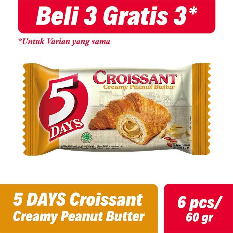 Jual Beli 3 Gratis 3 WHS - 5 Days Croissant Creamy Peanut Butter Roti ...