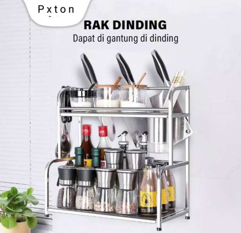 Promo Rak Bumbu Stainless 40CM Gantung Dinding Dapur Rak Pisau/Sumpit ...