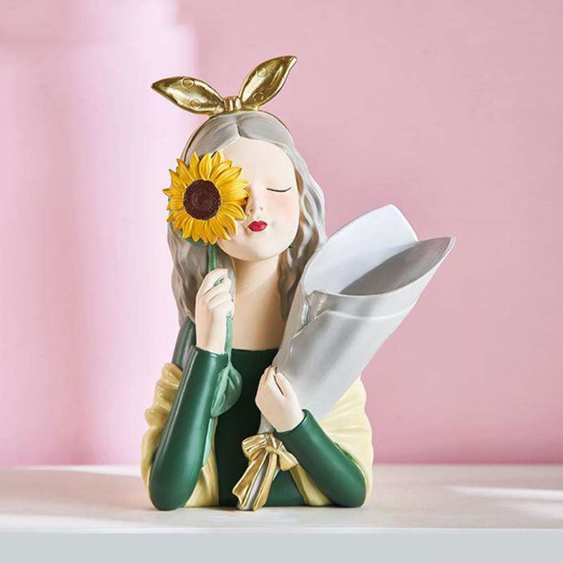 Jual Nordic Resin Cute Girl Shaped Flower Pot Statue Sculptures Figure ...
