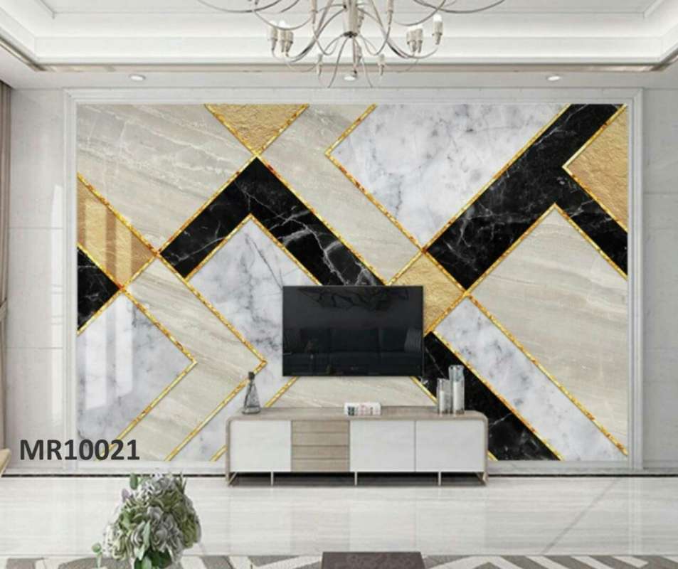 Jual Wallpaper Dinding Mural 3D Photowall Motif Marmer List Gold Modern ...