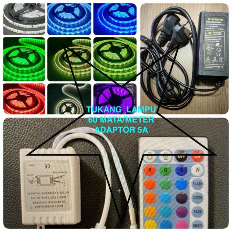 Jual LAMPU LED STRIP 5050 RGB IP44 OUTDOOR KOMPLIT SET ADAPTOR 5A di ...