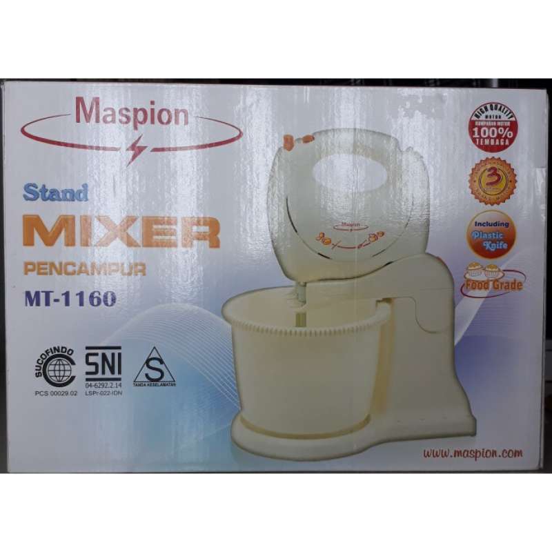 Promo Stand Mixer Plastik Maspion Mt 1160 5 Speed Level Diskon 45% di ...