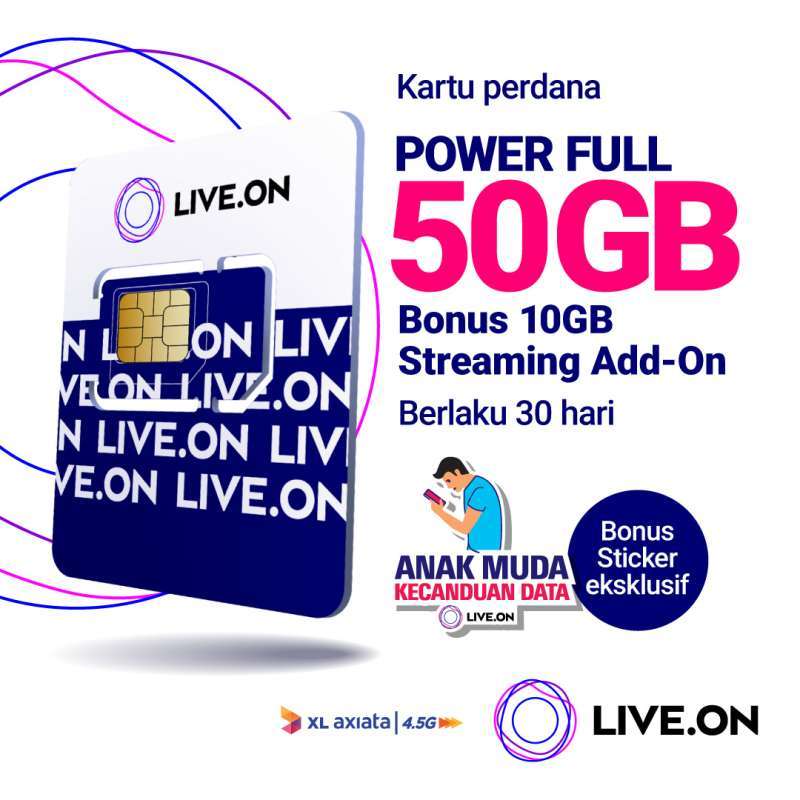 Promo Kartu Perdana XL Live.On 50GB dan GRATIS Sticker F Diskon 8% di ...