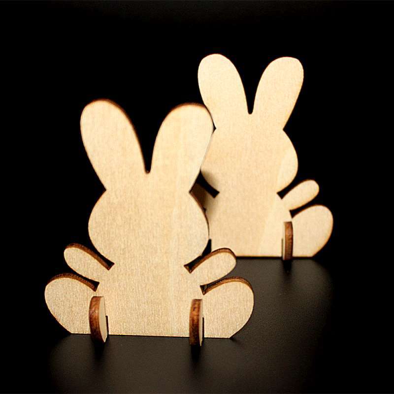 Promo 10x Wooden Standing Rabbits Bunny Shape Craft Embellishment 70mm ...