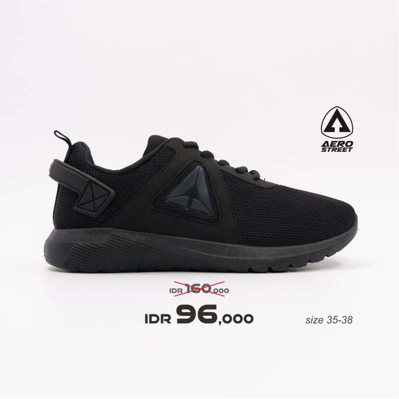 Jual Aerostreet 35-38 Motion+ Full Black - Sepatu Sneakers Casual Sport ...
