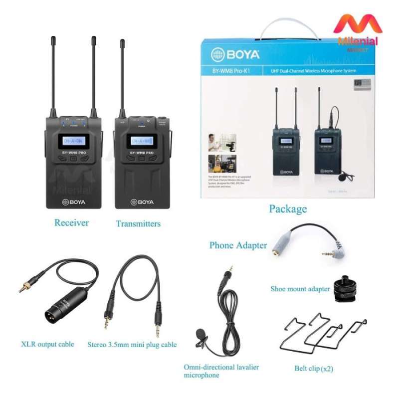 Jual BOYA BY-WM8 Pro K1 UHF Dual-Channel Wireless Mic Microphone System ...