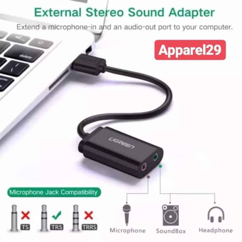 Jual Ugreen Usb Audio Adapter Stereo Sound Card With 3.5mm Headphone ...
