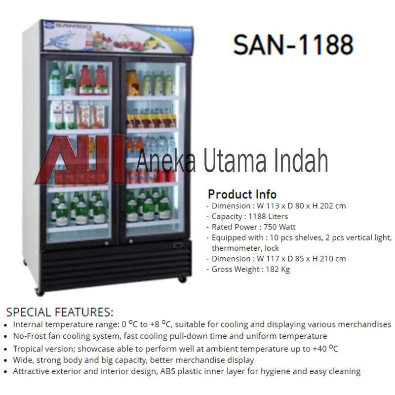 Jual Sansio San-1188 2(dua) Pintu Showcase / Display Cooler / Kulkas ...
