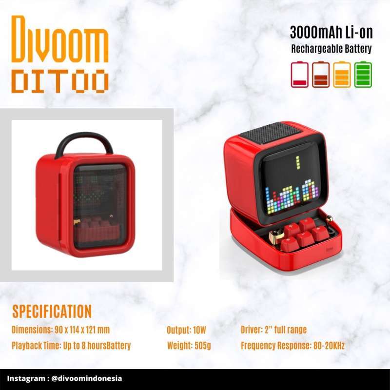 Jual Divoom Ditoo Plus - Retro Pixel Art Game Bluetooth Speaker With ...
