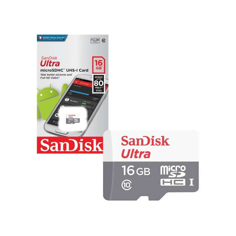 Promo MicroSD Sandisk Ultra Memory Card NA [16GB/ 80MBs/ Cl10] Diskon ...