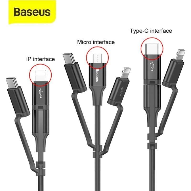 Promo Baseus Cable Excellent 3in1 Lightning Micro Usb Type C Kabel Data