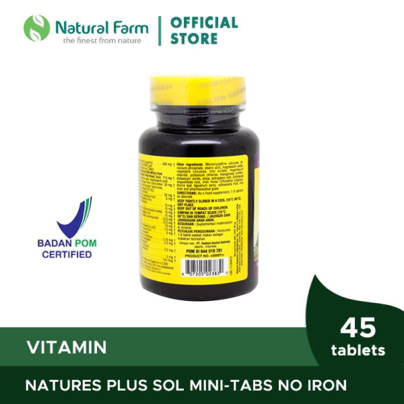 Jual Natures Plus Sol Mini Tab No Iron (45) Di Seller Natural Farm ...