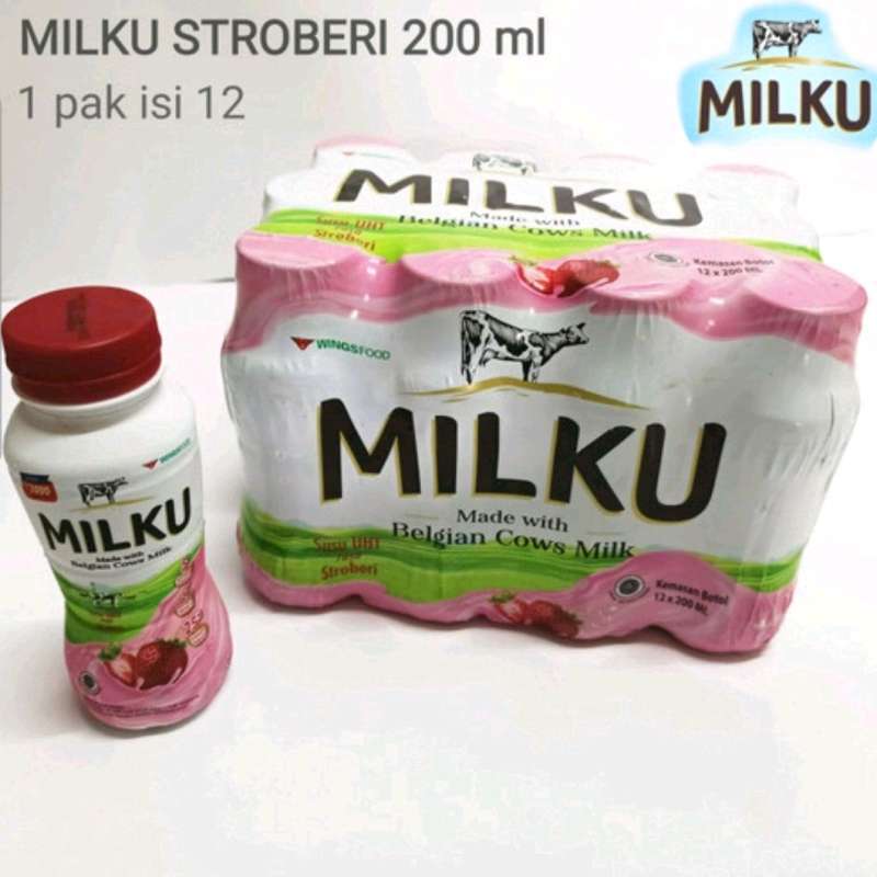 Promo Susu Milku Rasa Stroberi UHT Botol Plastik Pet - 200 ml (Kemasan ...