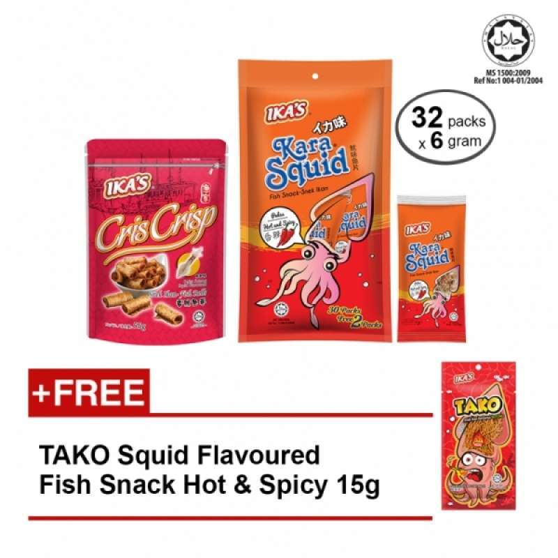 Jual Malaysia IKA'S Fish Snack Crunchy Fish Rolls 55g & Karasquid Fish Snack 32pkt x 6g FOC TAKO ...